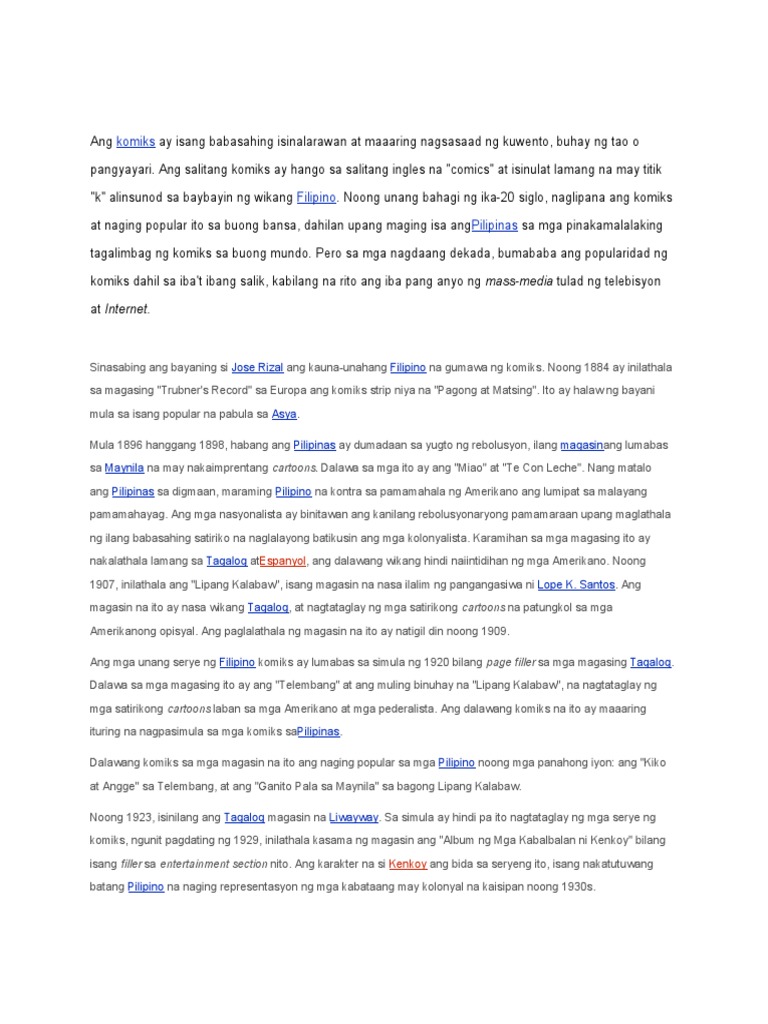 Komiks: Jose Rizal Filipino | PDF