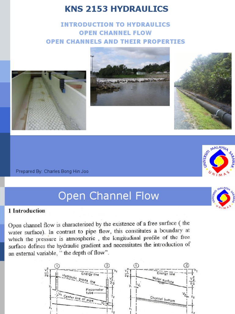 Introduction To Hydraulics Open Channel Flow Open Channels and Their Properties | PDF | Laminar ...