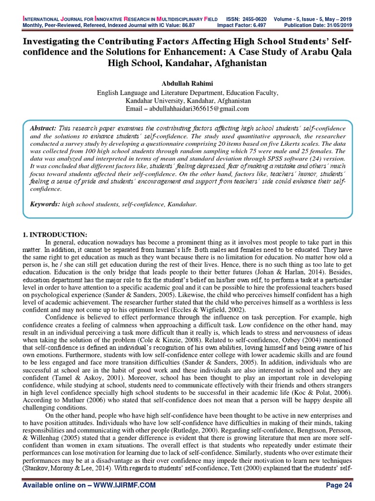 Investigating The Contributing Factors A PDF | PDF | Self Esteem ...