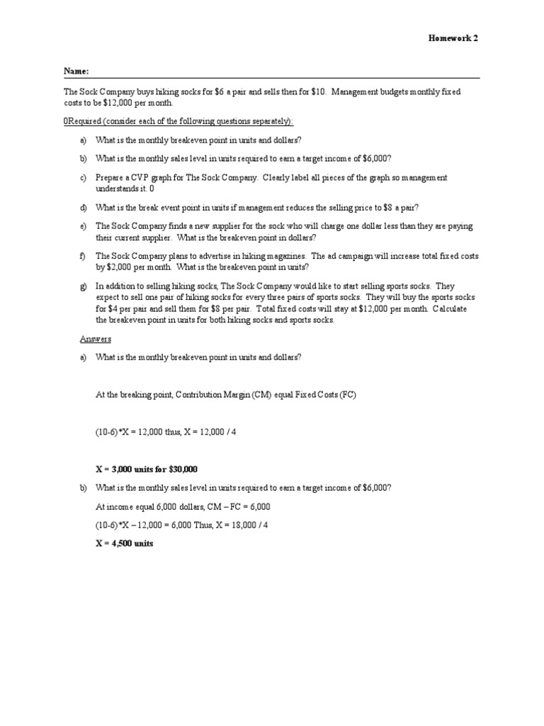 Homework 2 Managerial Accounting | PDF | Financial Accounting | Pricing