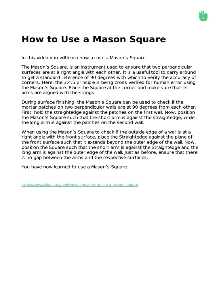 How To Use A Mason Square | PDF