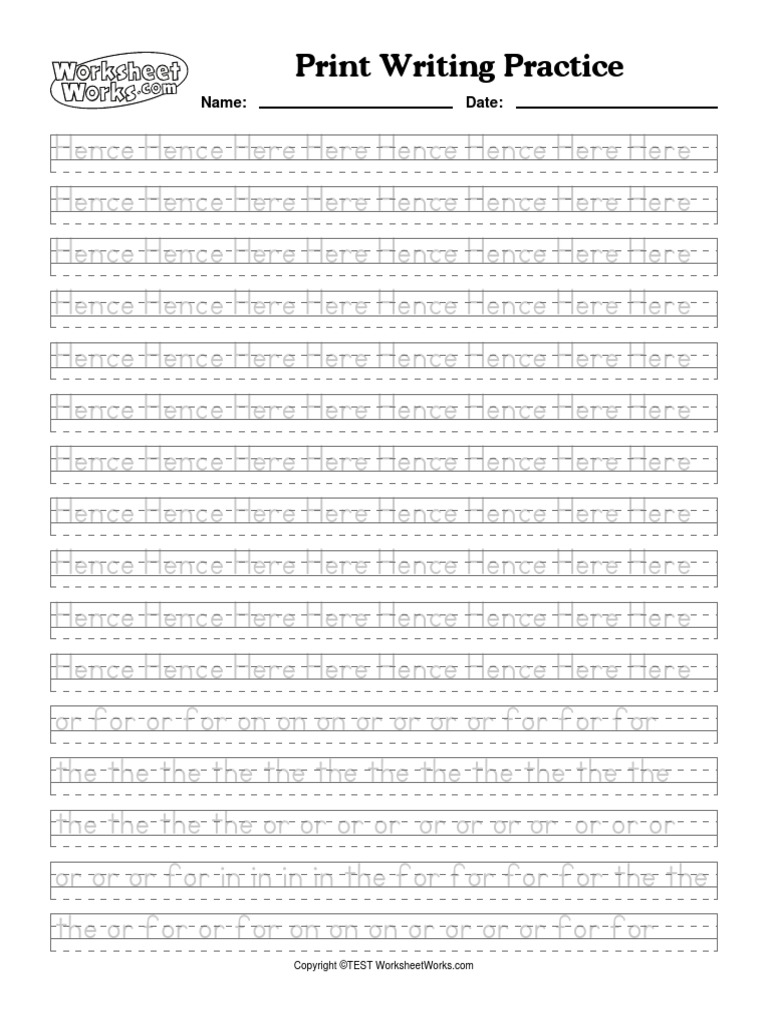 Print Writing Practice: Name: Date | PDF
