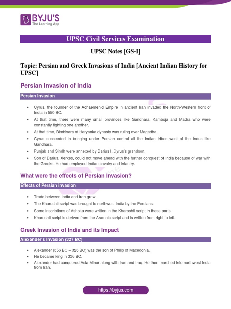 Persian and Greek Invasions of India Ancient Indian History For UPSC ...