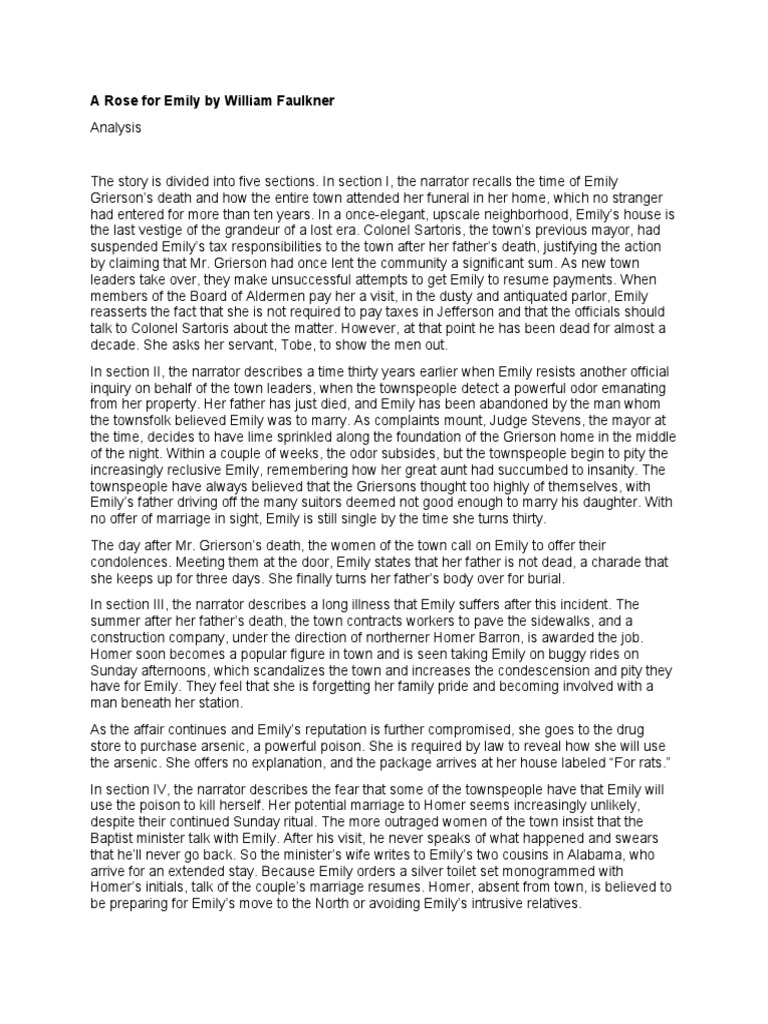 A Rose For Emily by William Faulkner | PDF