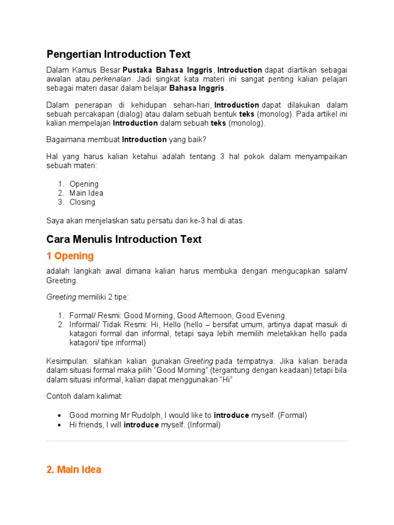 Pengertian Introduction Text | PDF | Seni & Disiplin Bahasa