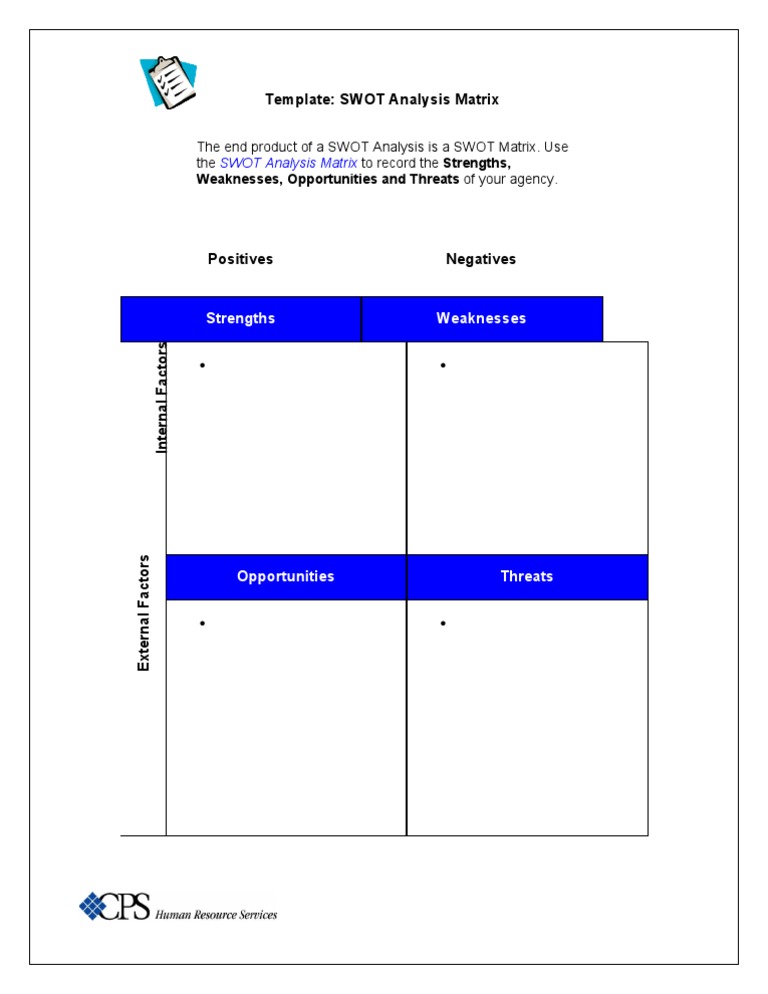 SWOT Analysis Matrix Template | PDF