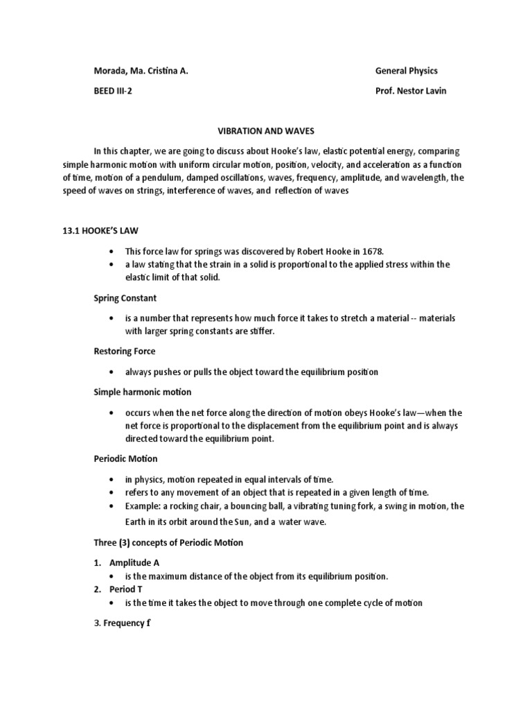 Vibration and Waves | PDF | Waves | Acceleration