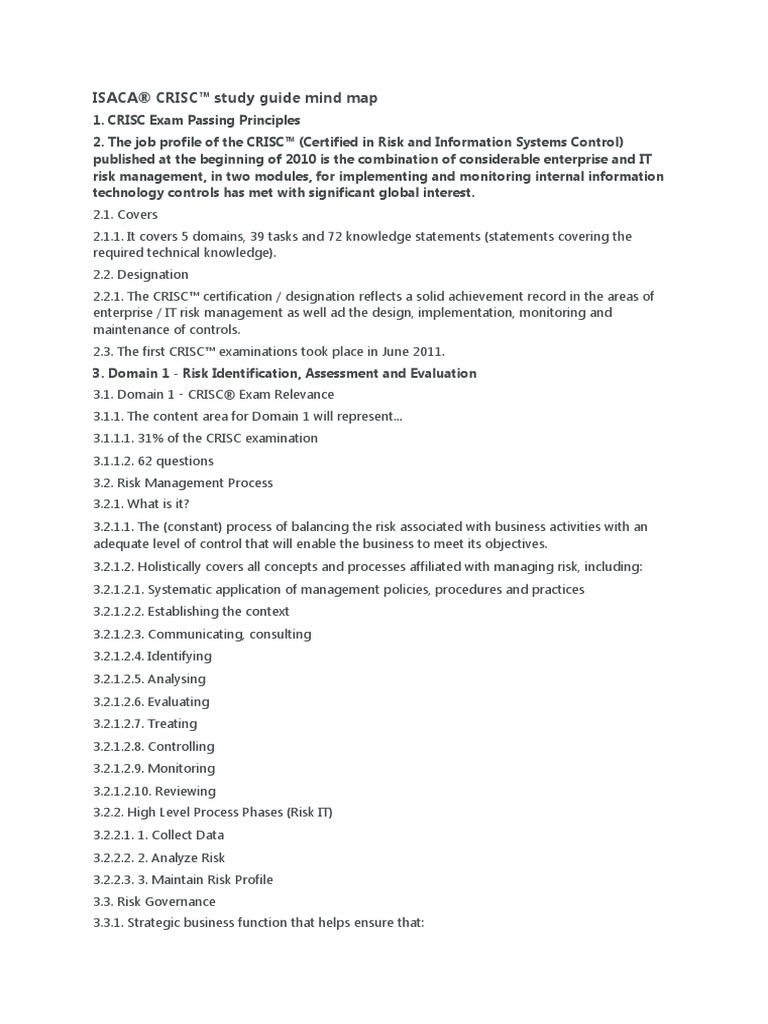 ISACA - MindMiester Notes - MAP | PDF | Risk Management | Enterprise ...