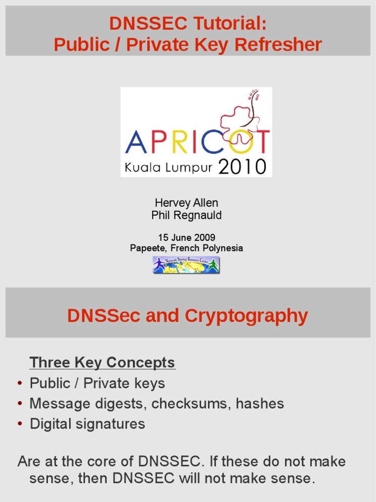 DNSSEC Tutorial: Public / Private Key Refresher: Hervey Allen Phil Regnauld | PDF | Key ...