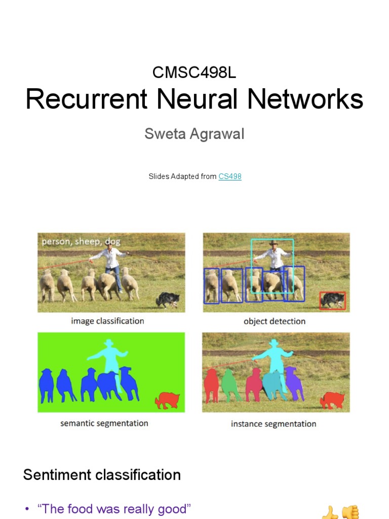 Recurrent Neural Networks: CMSC498L | PDF | Statistical Classification | Computational Science