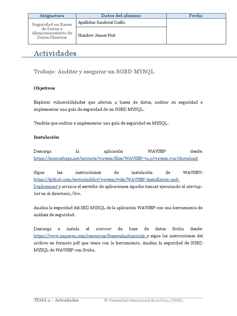 Mexmas11 Seguridad Bases t2 02 Trab | PDF | Bases de datos | Software de la aplicacion