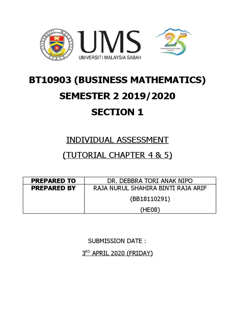 Business Mathematics Assessment 2019 | PDF