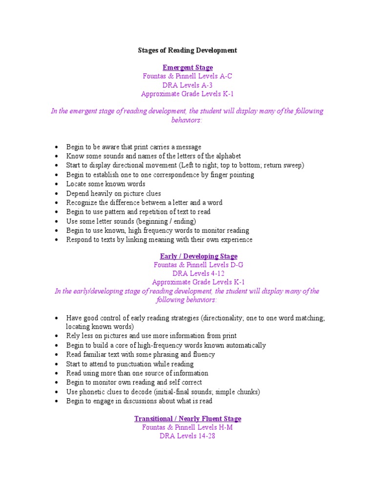 Stages of Reading Development | Download Free PDF | Learning To Read ...