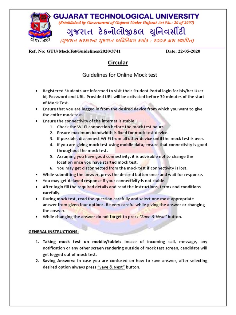 Guidelines For Mock Test - 903018 | PDF | Button (Computing) | Login