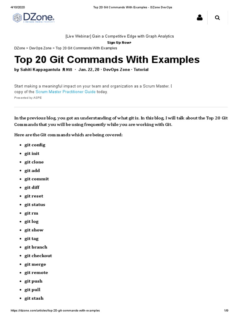Top 20 Git Commands With Examples - DZone DevOps | PDF | Information ...