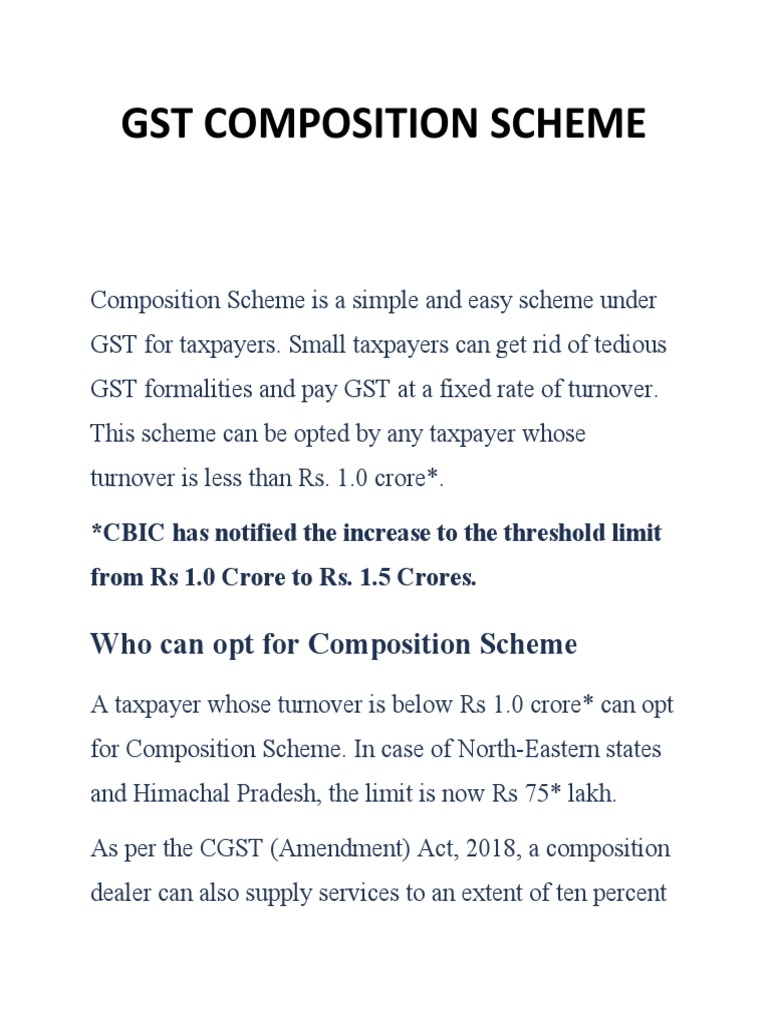 GST Composition Scheme | PDF | Value Added Tax | Taxation