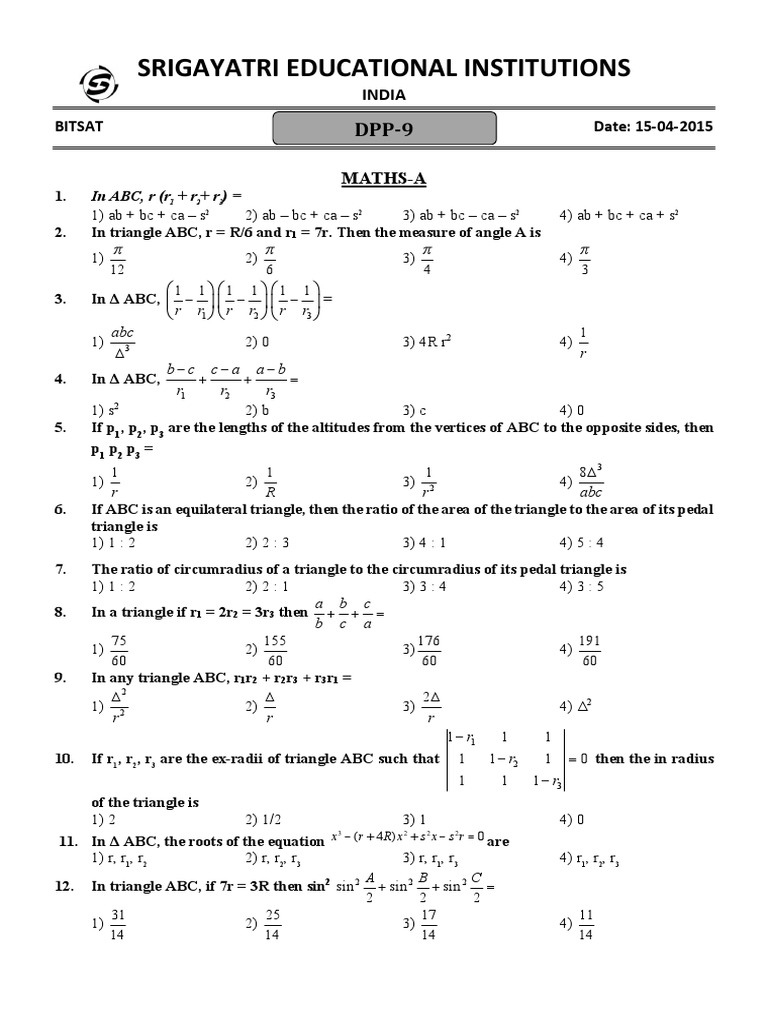 BITSAT Daily Practice Paper - 9 | PDF | Acceleration | Calcium