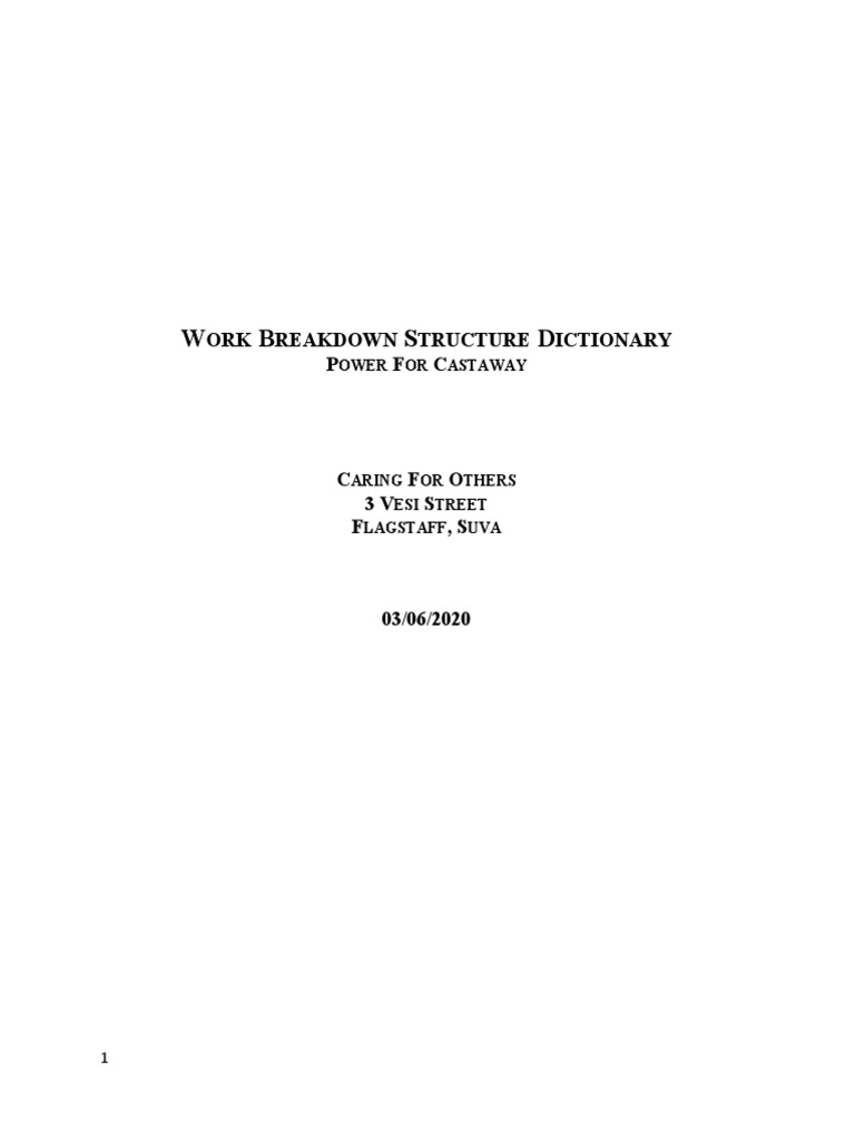 Work Breakdown Structure Dictionary | PDF | Building Engineering ...