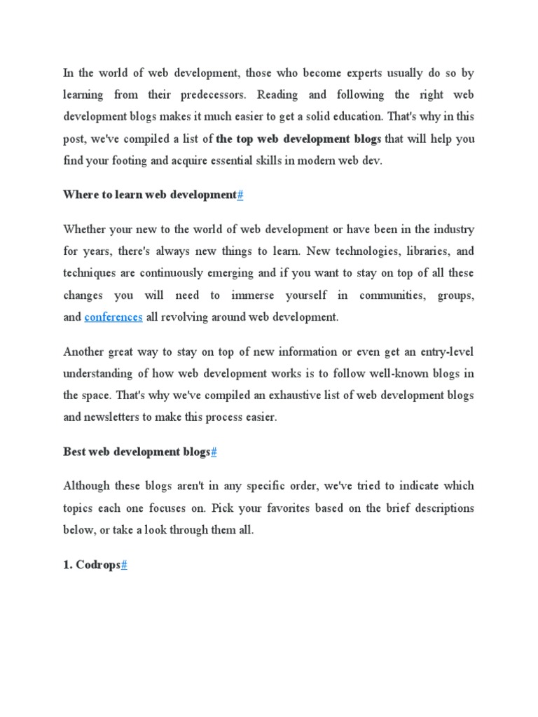 Where To Learn Web Development: Conferences | PDF | Computers