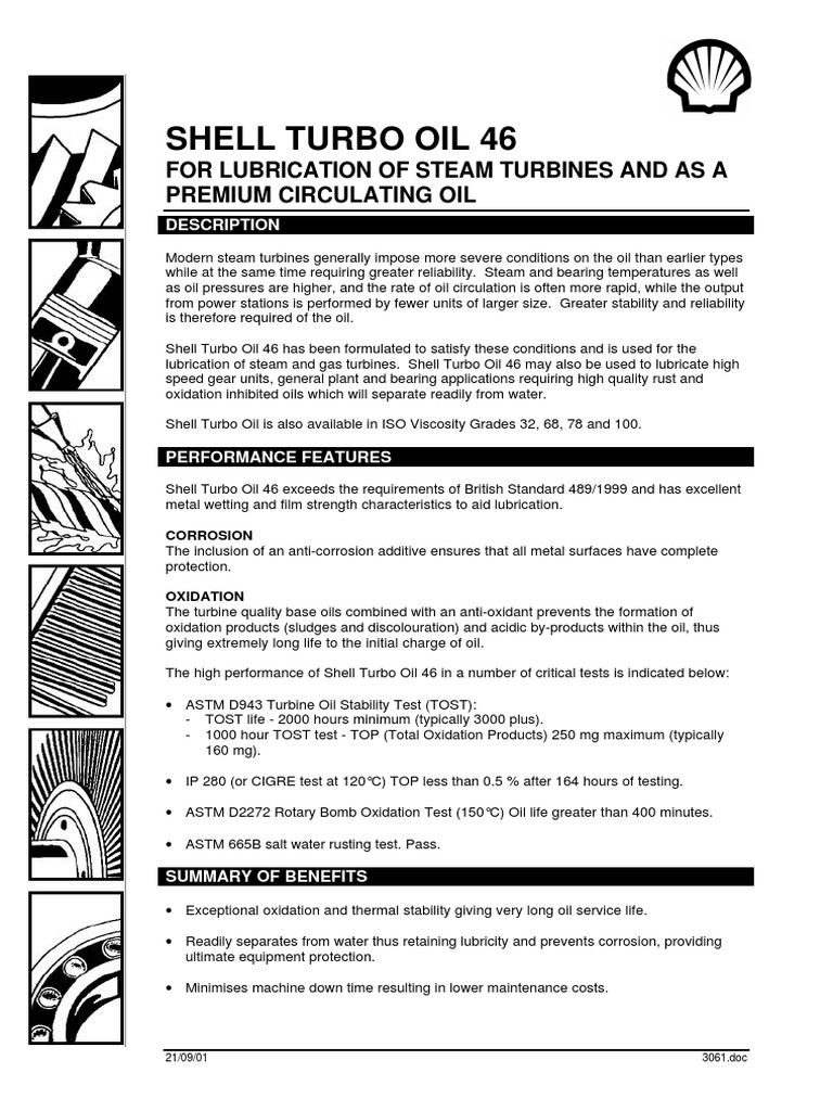 Shell Turbo 46 Oil Spec | PDF | Chemistry | Materials