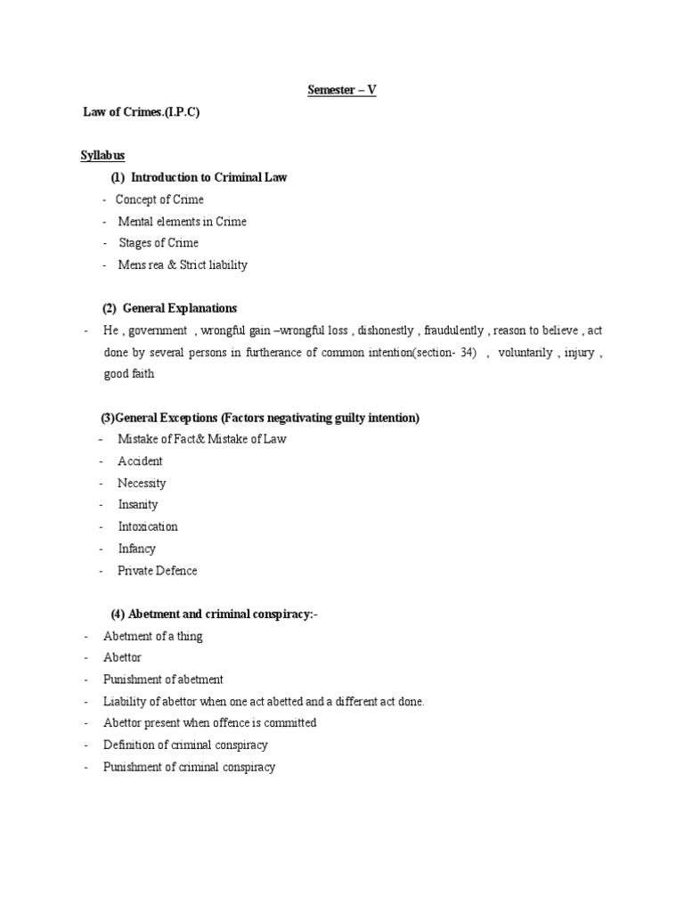 Sem-V Indian Penal Code | PDF