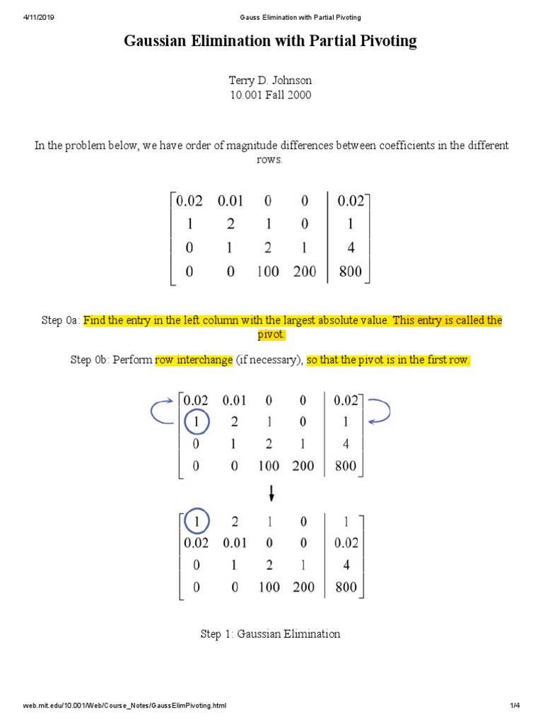 BAGUS - Gauss Elimination With Partial Pivoting | PDF
