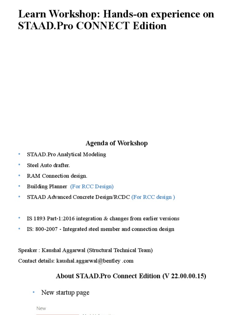 Learn Workshop: Hands-On Experience On STAAD - Pro CONNECT Edition ...