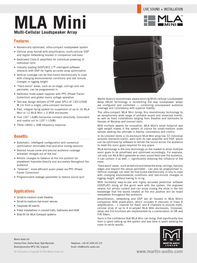 Mla Mini Datasheet | PDF | Loudspeaker | Microphone