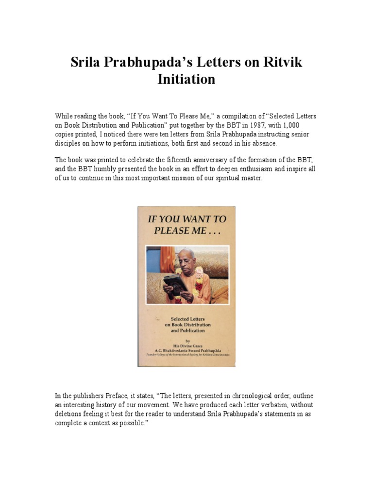 Srila Prabhupada's Letters On Ritvik Initiation | PDF | Vaishnavism ...