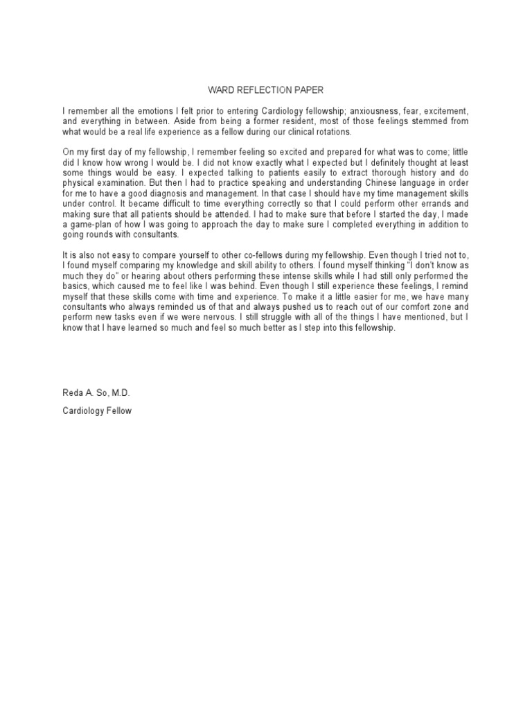 Ward Reflection Paper | PDF