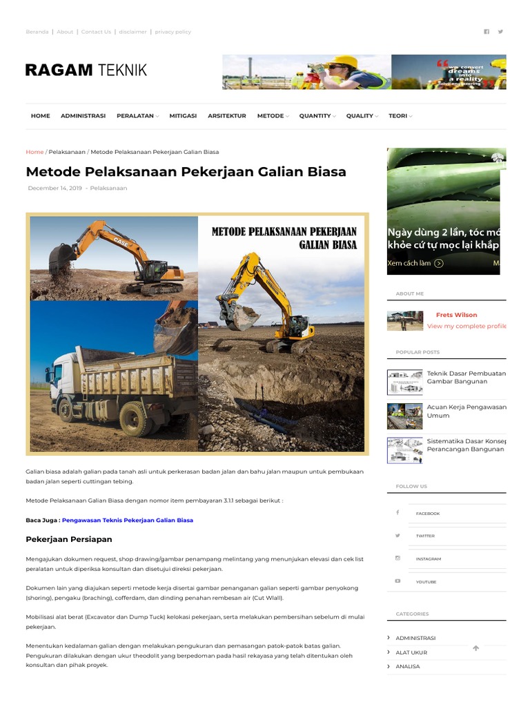 Metode Pelaksanaan Pekerjaan Galian Biasa - Ragam Teknik | PDF