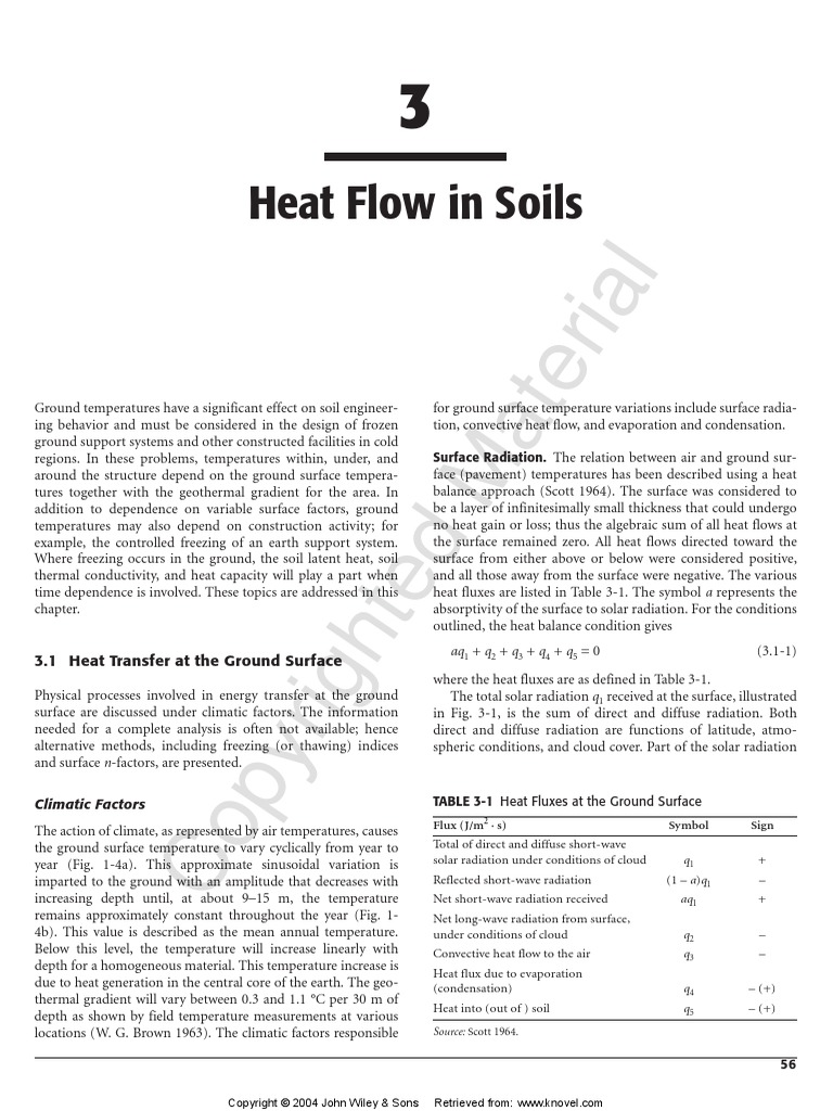 Heat Flow in Soils: 3.1 Heat Transfer at The Ground Surface | PDF ...