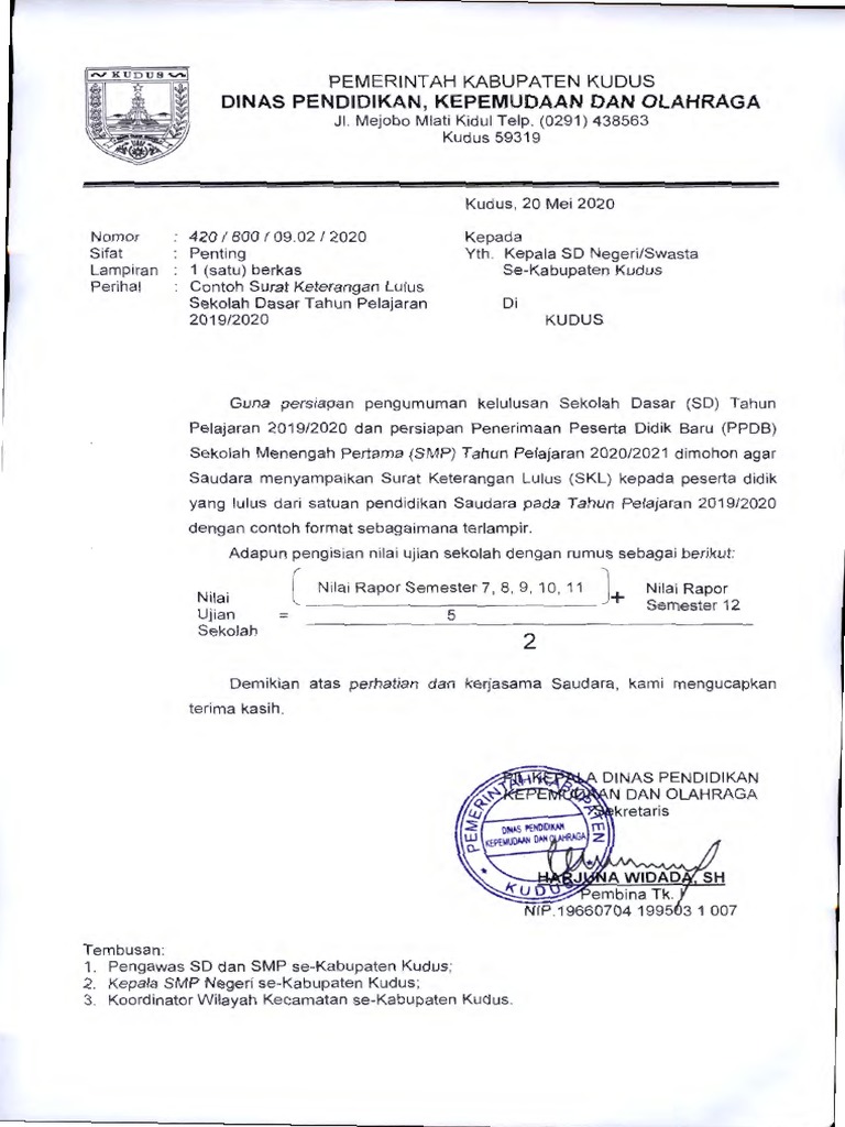 Contoh SKL SD TP 2019-2020 | PDF