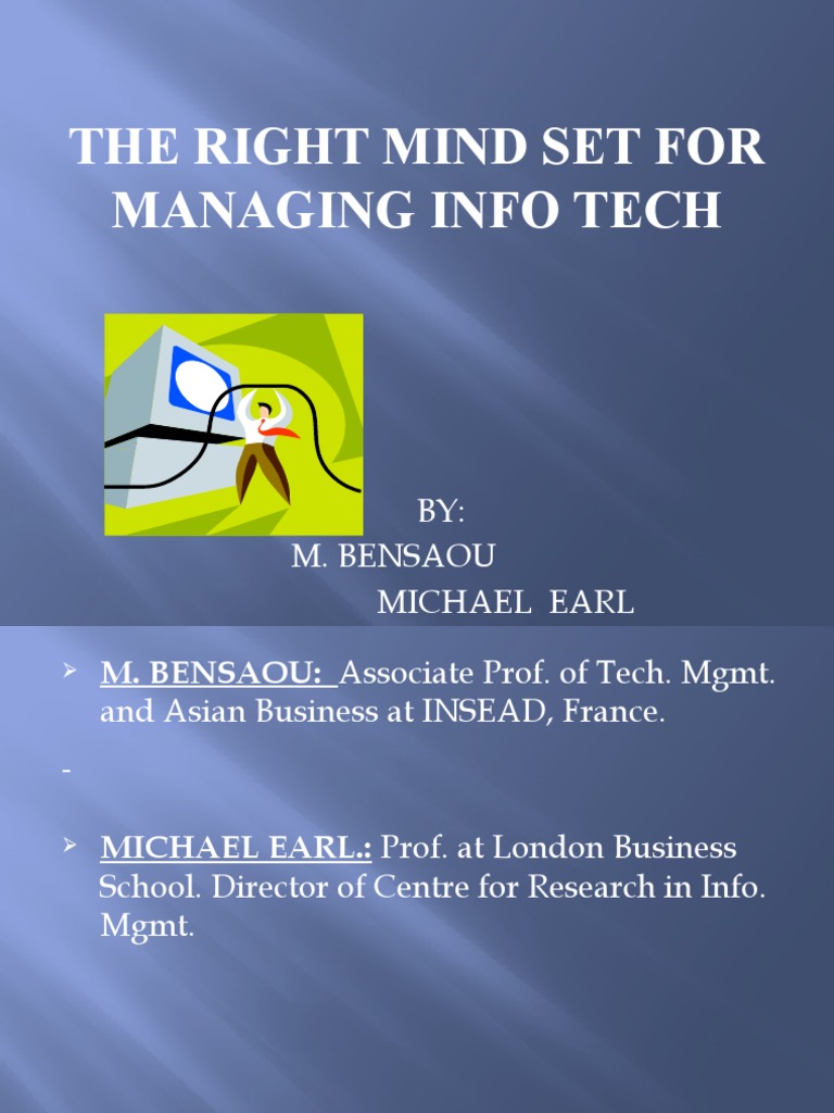 The Right Mind Set For Managing Info Tech | PDF | Goal | Strategic ...