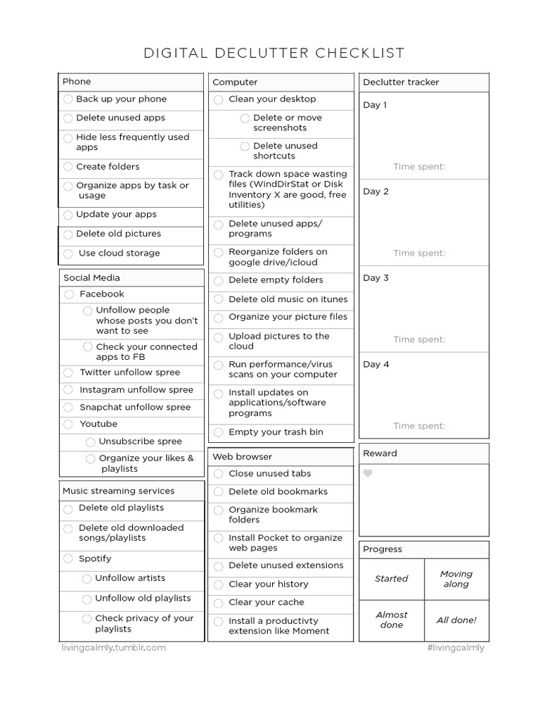 Digital Declutter Checklist - A4 | PDF | Mobile App | System Software