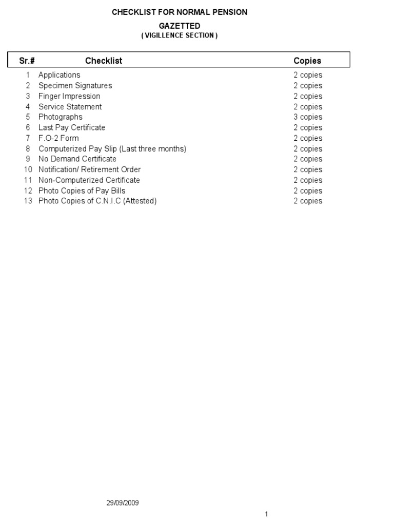 SR.# Checklist Copies: (Vigillence Section) | PDF