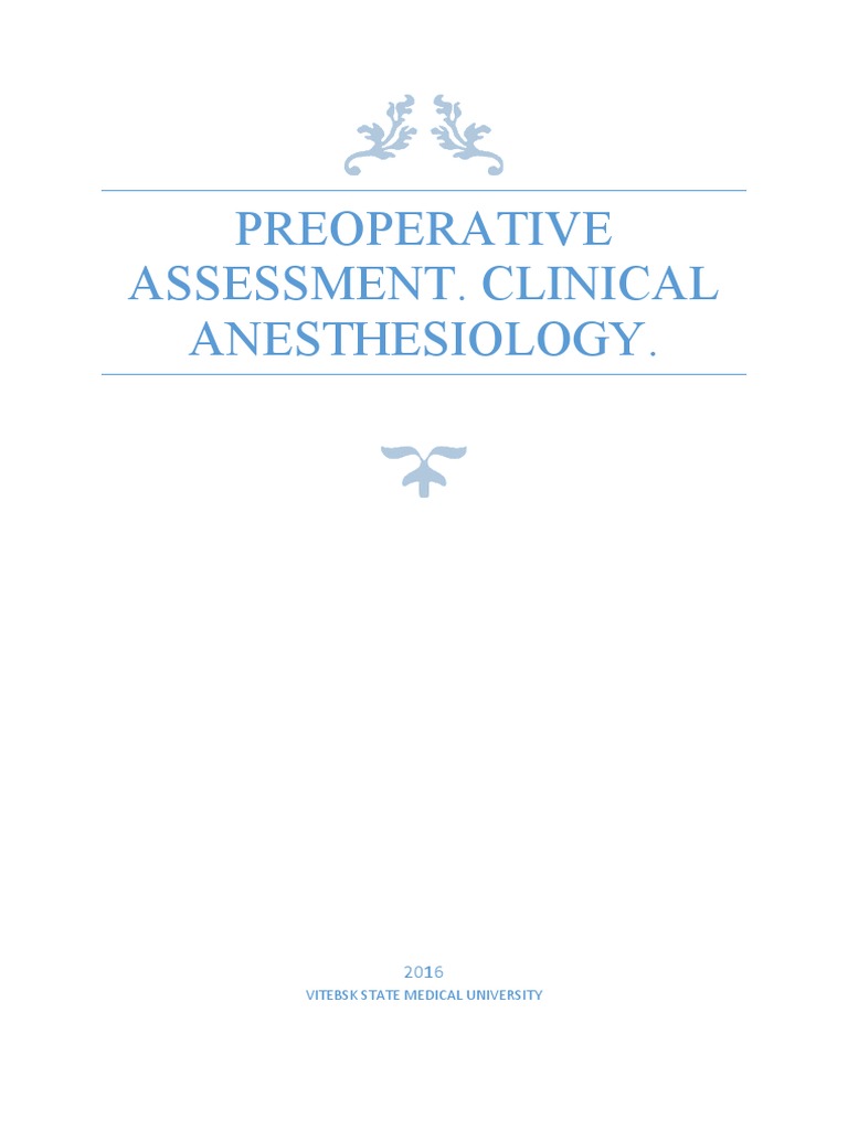 Preoperative Assessment Guide | PDF | Anesthesia | Thrombosis