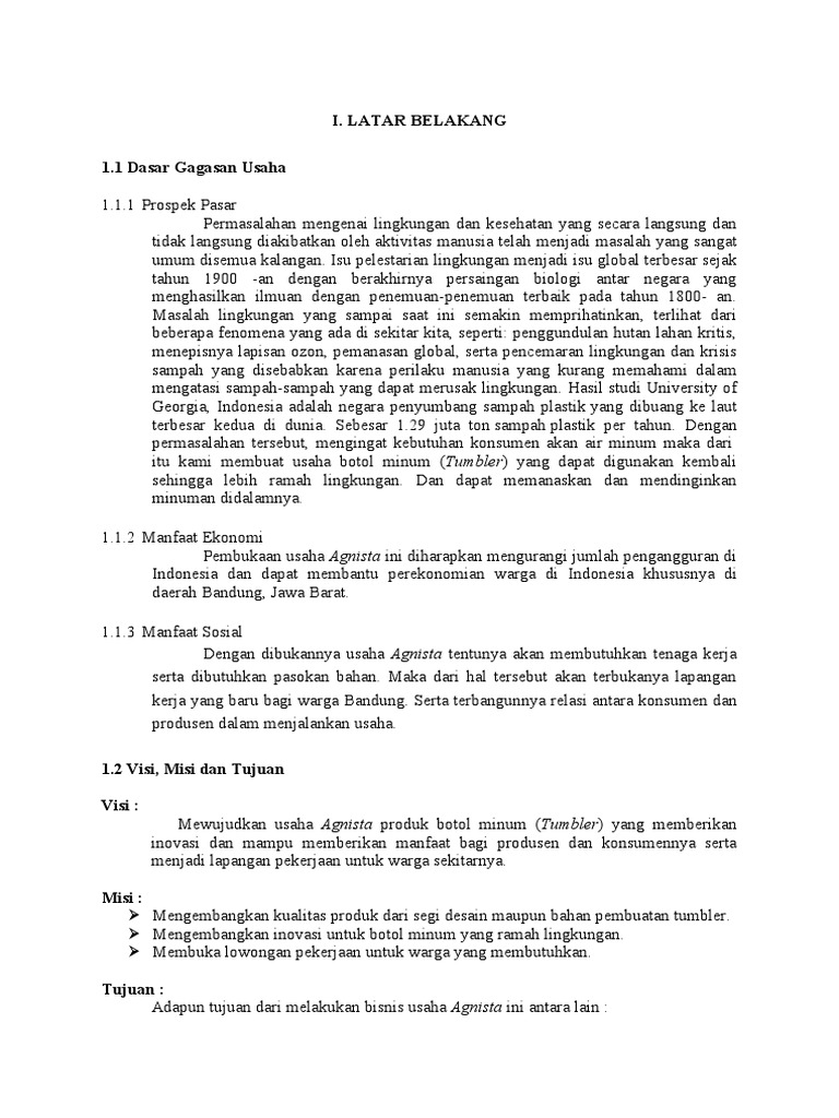 Bab 1 Laporan Bisnis | PDF