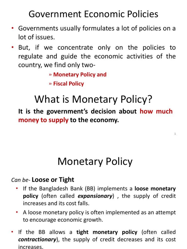 Government Economic Policies: What Is Monetary Policy? | PDF | Monetary ...