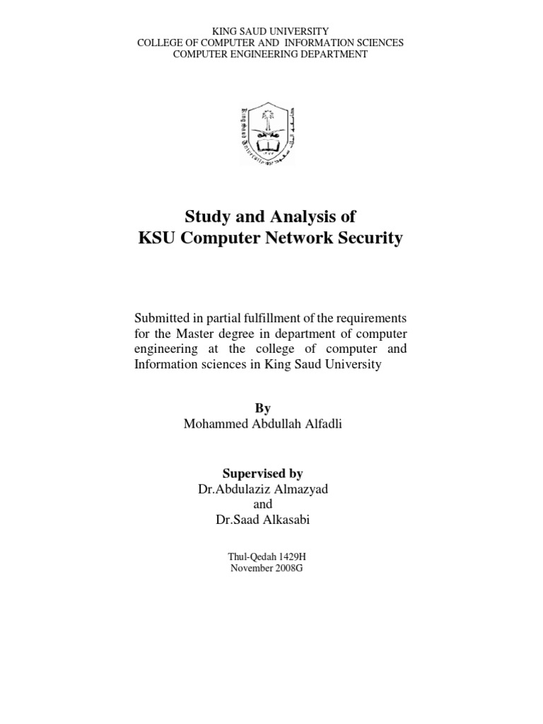 Study and Analysis of KSU Computer Network | PDF | Computer Security ...