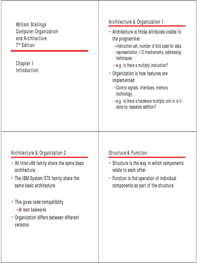 William Stallings Computer Organization and Architecture 7 Edition Architecture & Organization 1 ...