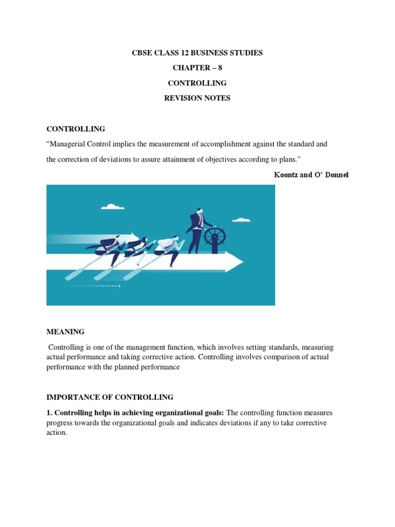 Chapter 8 - Controlling Notes PDF | PDF | Financial Ratio | Revenue