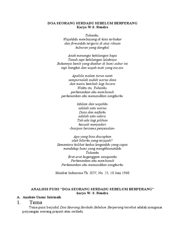 Puisi Ws. Rendra Dan Pembahasannya | PDF