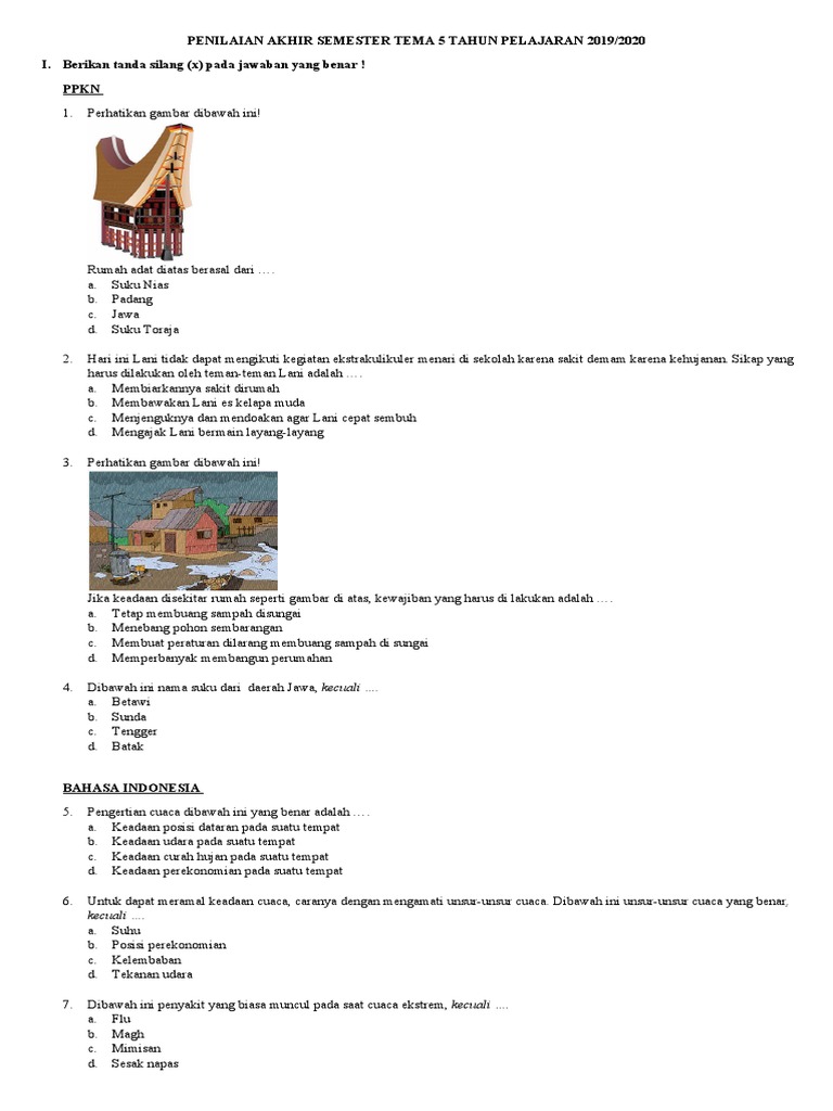 Soal Pas Kelas 3 Tema 5 | PDF