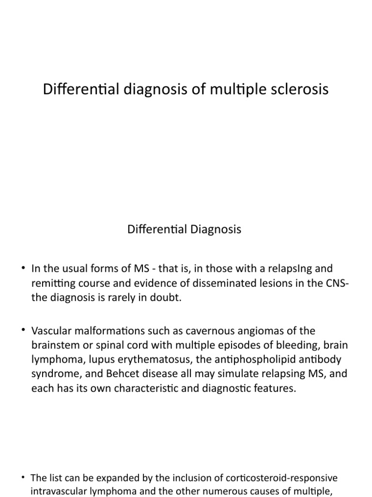 Differential diagnosis of multiple sclerosis (MS | PDF