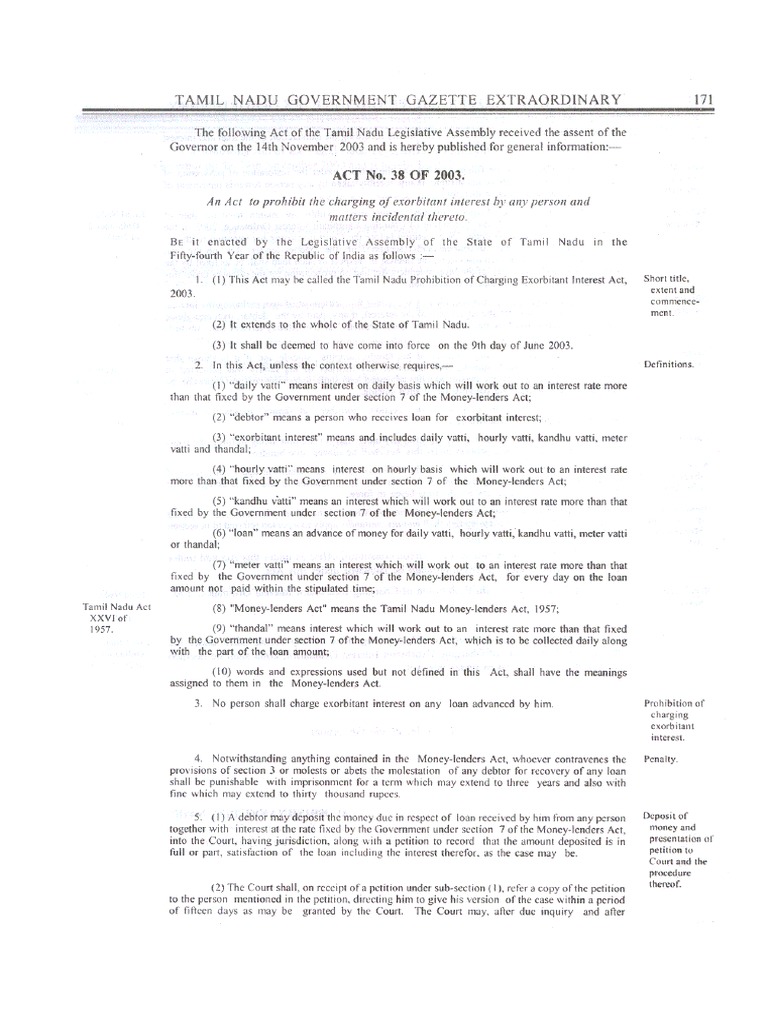 Prohibition of Charging Exorbitant Interest Act | PDF