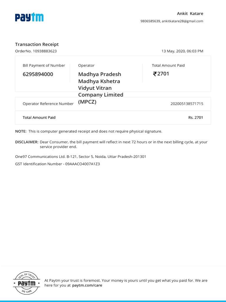 Madhya Pradesh Madhya Kshetra Vidyut Vitran Company Limited (MPCZ) 2701 ...