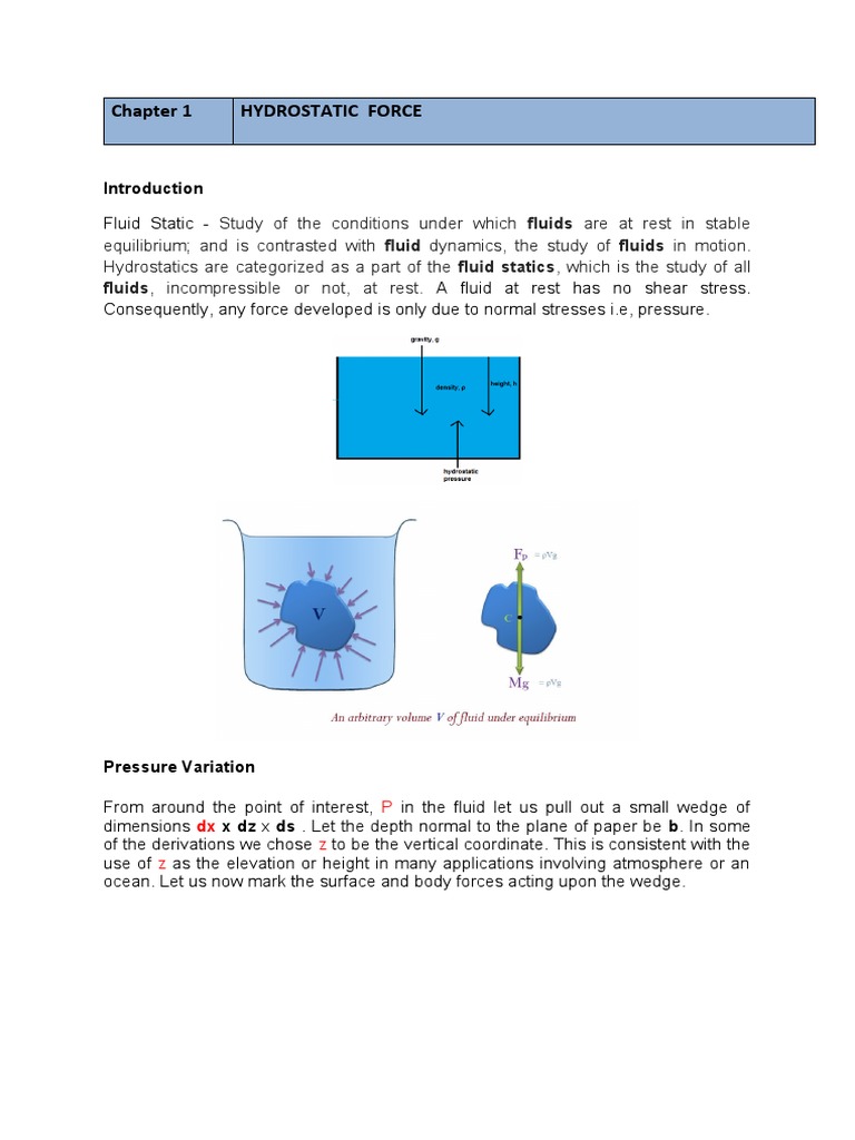 Calculating hydrostatic forces | PDF | Pressure | Continuum Mechanics