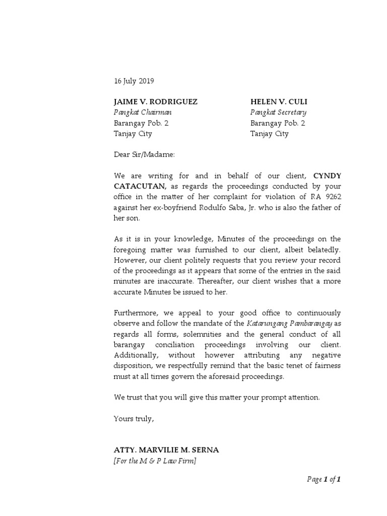 Letter To Lupon | PDF