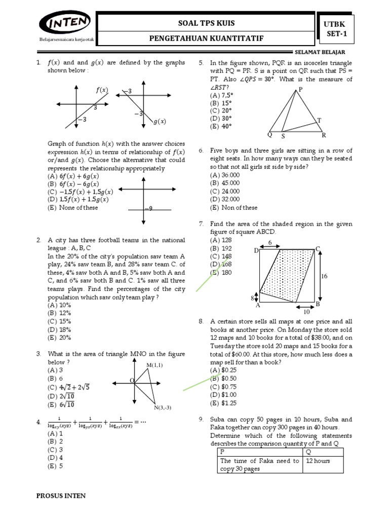 TPS Kuis - 1 UTBK English-2020 PDF | PDF | Mathematical Concepts | Geometry